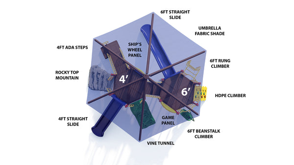 Ultra Play Hex Hop with Shade - NJ Swingsets